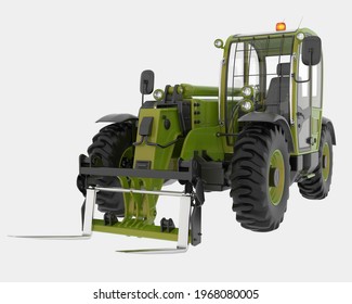 Telehandler Isolated On Background 3d Rendering Stock Illustration ...