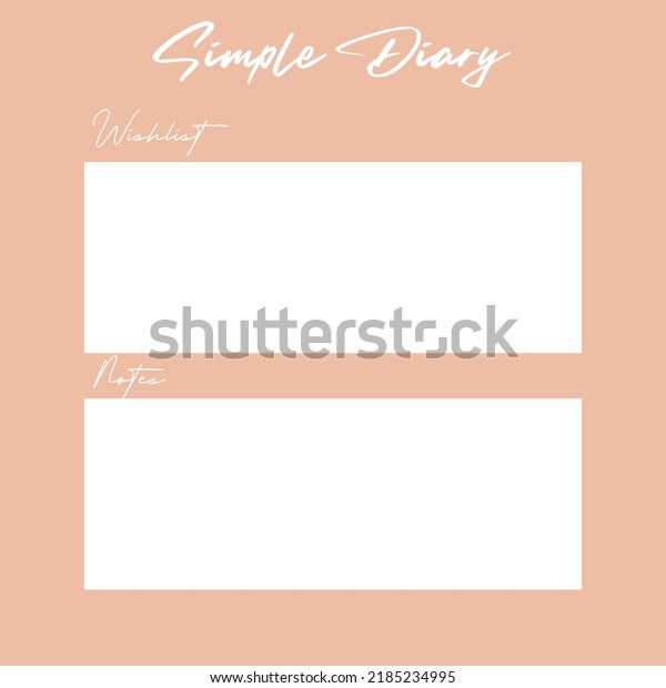 Template Simple Diary Isolated Aesthetics Background Stock Illustration ...
