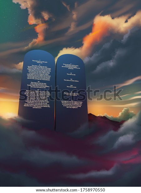Ten Commandments 3d Rendering Religious Illustration Stock Illustration ...