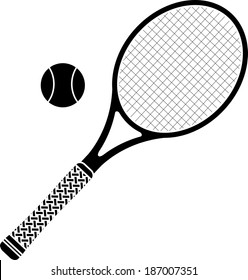 Vektor Stok Tennis Racket Stencil Vector Illustration (Tanpa Royalti ...