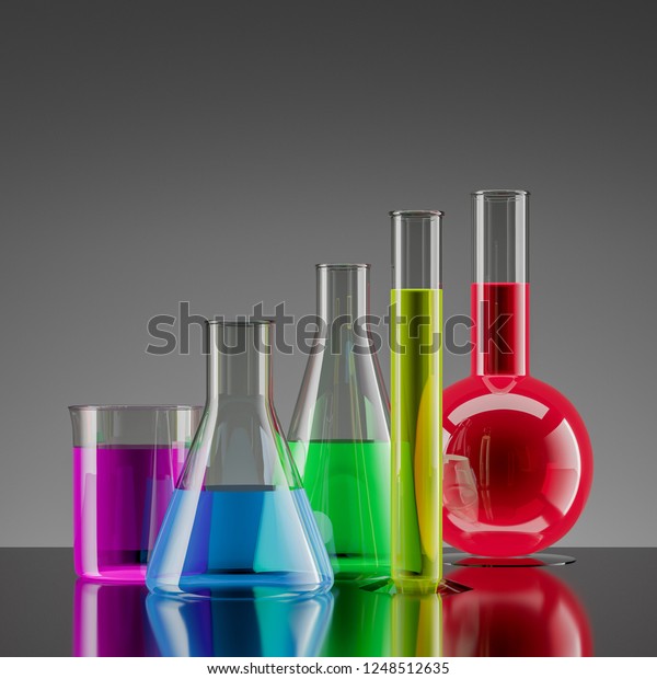Test Tubes Different Shapes Filled Purple Stock Illustration 1248512635