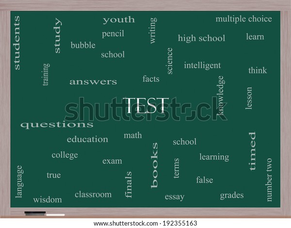 Test Word Cloud Concept On Blackboard Stock Illustration 192355163 ...