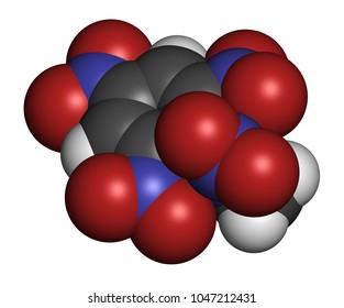 Tetryl Explosive Molecule 3d Rendering Atoms Stock Illustration ...