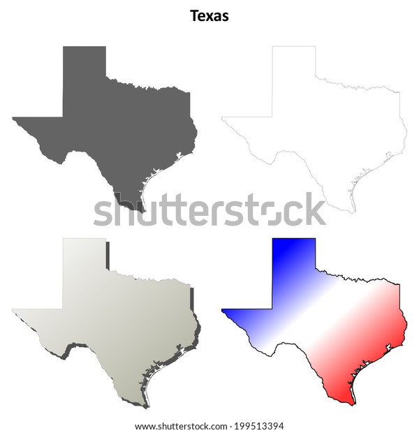 Texas Blank Outline Map Set Jpg Stock Illustration 199513394 | Shutterstock