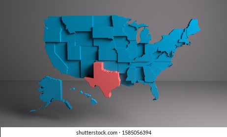 Texas State Map 3d Rendering United Stock Illustration 1585056394 ...