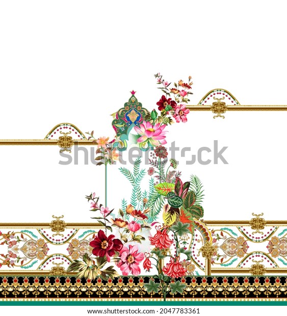 Textile Design Color Full Pattern Stock Illustration 2047783361 ...