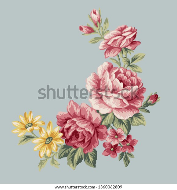 Textile Design Flower Stock Illustration 1360062809