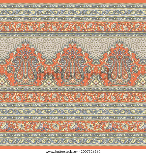 Textile Traditional Border Pattern On Background Stock Illustration ...