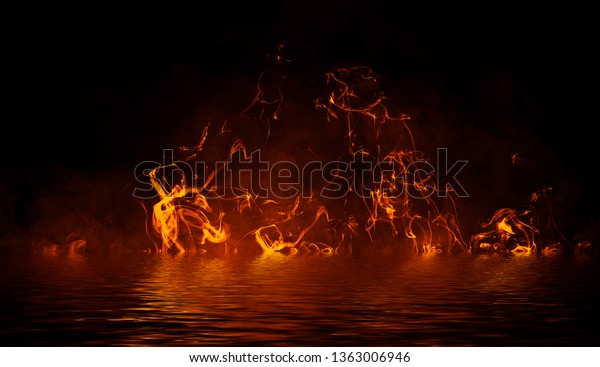 Texture Fire Reflection Water Flames On 스톡 일러스트 1363006946 | Shutterstock