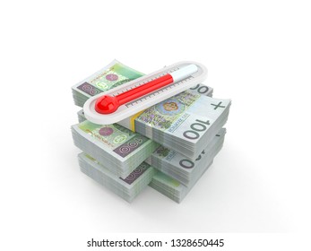 Thermometer On Stack Money Isolated On Stock Illustration 1328650445 ...