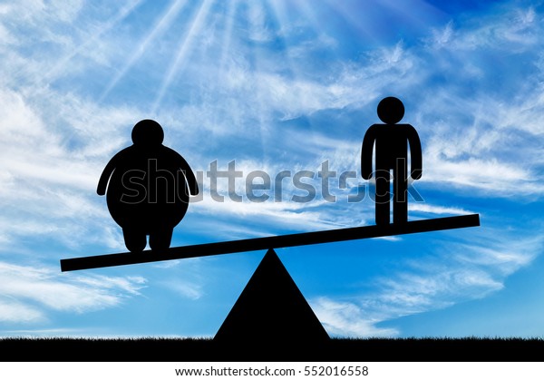 Thick Man Outweighed Normal Scales Concept Stock Illustration 552016558 ...