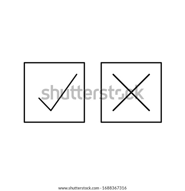 Thin Line Check Mark Icons Tick Stock Illustration 1688367316 ...