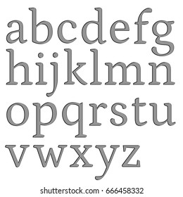 Etched Metal Lowercase Letters Alphabet Set: ilustrações stock ...