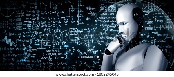 Thinking Ai Humanoid Robot Analyzing Screen Stock Illustration ...