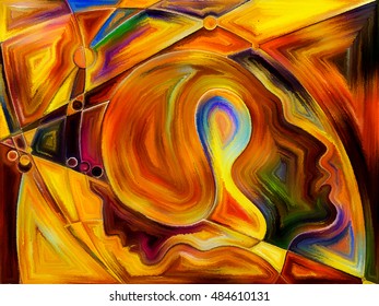 Thinking Divided Series Backdrop Human Profiles Stock Illustration ...
