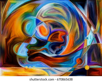 Thinking Divided Series Backdrop Human Profiles Stock Illustration ...