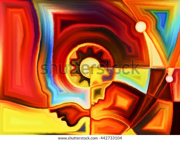Thinking Divided series. Interplay of human profiles and stained glass ...