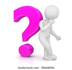 Thinking Man Pink Question Mark 3d Stock Illustration 784648396