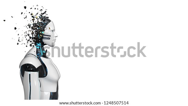 Thinking Robot Fragmented Head On White Stock Illustration 1248507514 ...
