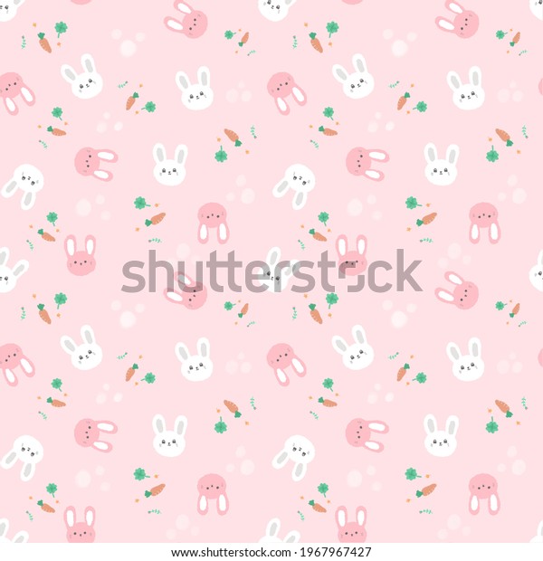 This Background White Rabbit Pink Cute Stock Illustration 1967967427 ...