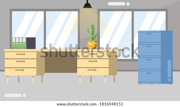 This Flat Design Office Space Background Stock Illustration 1816948151 ...