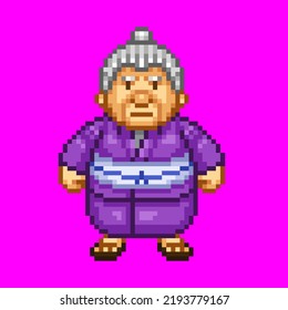 This Pixel Art Old Lady Kimono Stock Illustration 2193779167 | Shutterstock