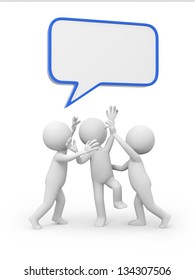 Three 3d Men Snatching Big Dialog Stock Illustration 134307506
