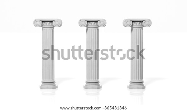 Three Ancient Pillars Isolated On White Stock Illustration 365431346