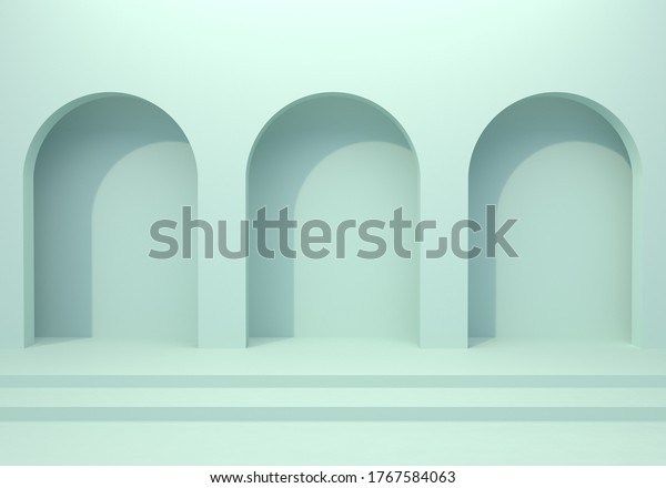 Three Archs Background Light Green Color Stock Illustration 1767584063 ...