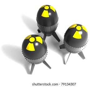 Three Atomic Bombs On White Background Stock Illustration 79134307 ...
