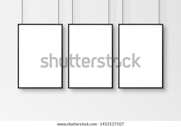 Three Black Frames Isolated On Wall Stock Illustration 1453137107 ...
