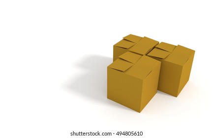 Three Box On White Background 3d Stock Illustration 494805610 ...