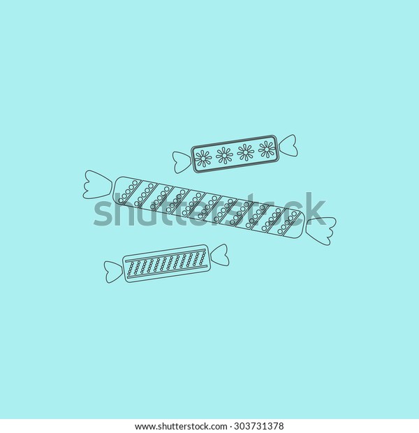 Three Candy Outline Simple Flat Icon Stock Illustration 303731378 ...