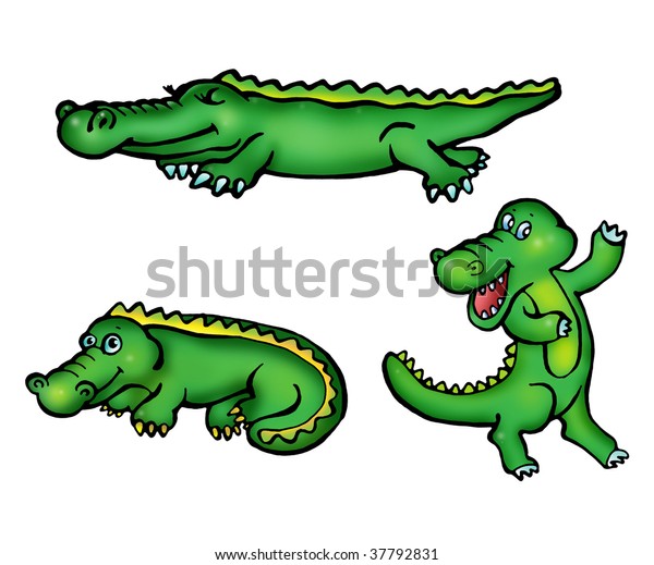 Three Cartoon Crocodiles Having Fun Sleeping Stock Illustration 37792831