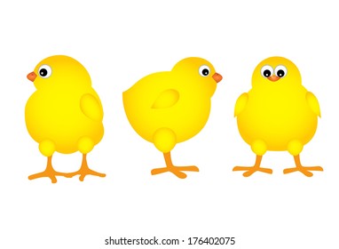 Three Chicks On White Background Stock Illustration 176402075 ...