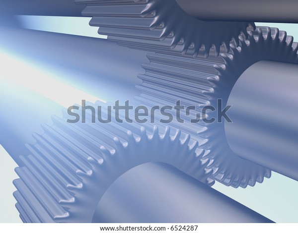 Three Conceptual Interlocked Gears Rendered 3d Stock Illustration ...