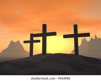 Three Crosses Stock Illustration 9454984