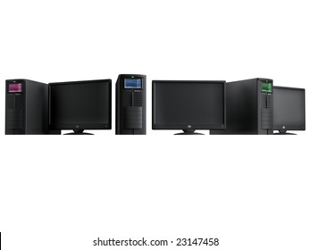Three Desktop Computers Lcd Screens Stock Illustration 23147461 ...