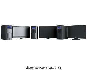 Three Desktop Computers Lcd Screens Stock Illustration 23147461 ...