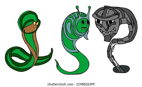 Three Different Visual Concepts Snake Designs Stock Illustration ...