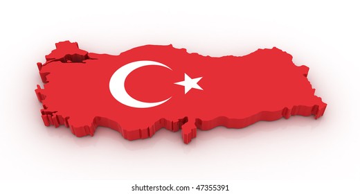 Three Dimensional Map Turkey Turkish Flag Stock Illustration 47355391 ...