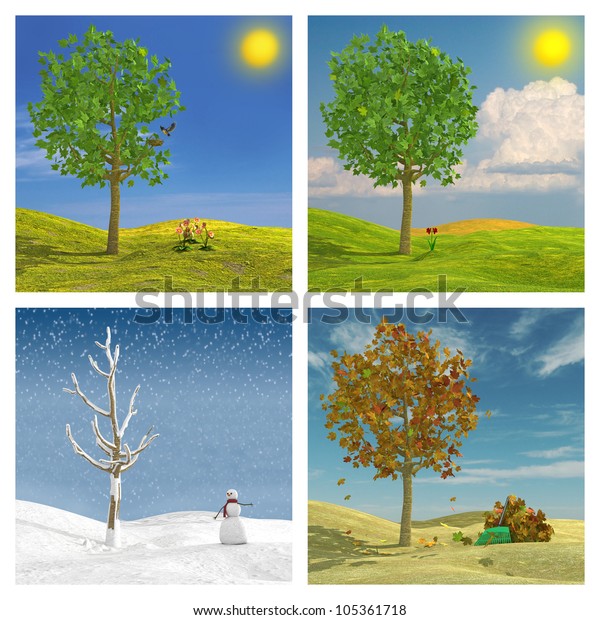 Three Dimensional Render Four Seasons 스톡 일러스트 105361718 | Shutterstock