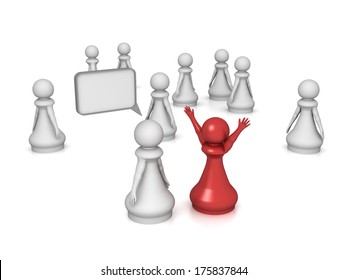 Three Dimensional Render Red Pawn Happy Stock Illustration 175837844 ...