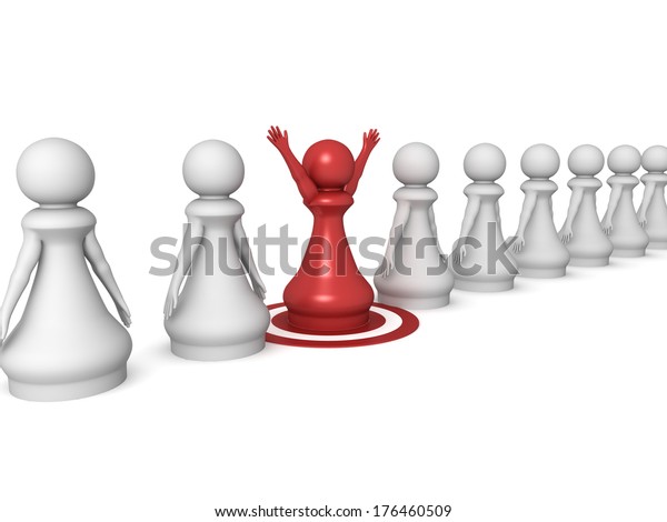 Three Dimensional Render Red Pawn On Stock Illustration 176460509