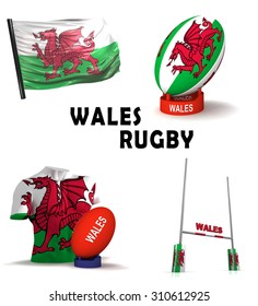 Three Dimensional Render Symbols Welsh Rugby Stock Illustration ...