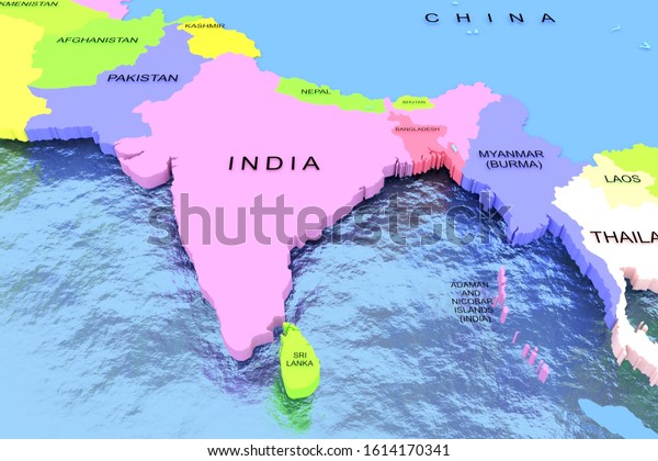 Three Dimensional Rendered Map India Country Stock Illustration ...