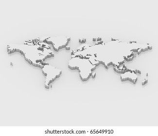 Three Dimensional White Map World 스톡 일러스트 65649910 | Shutterstock