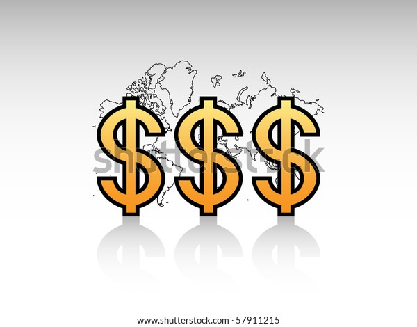 Three Dollar Sign World Map Stock Illustration 57911215 | Shutterstock