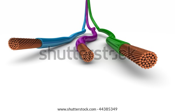 Three Electrical Wires Stripped Ends Showing Stock Illustration 44385349
