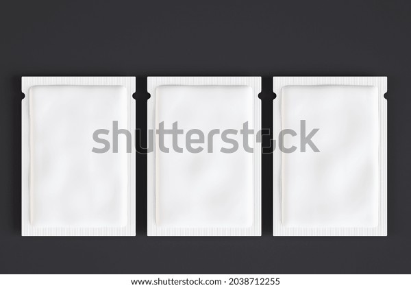 Three Empty White Product Packets On Stock Illustration 2038712255 ...